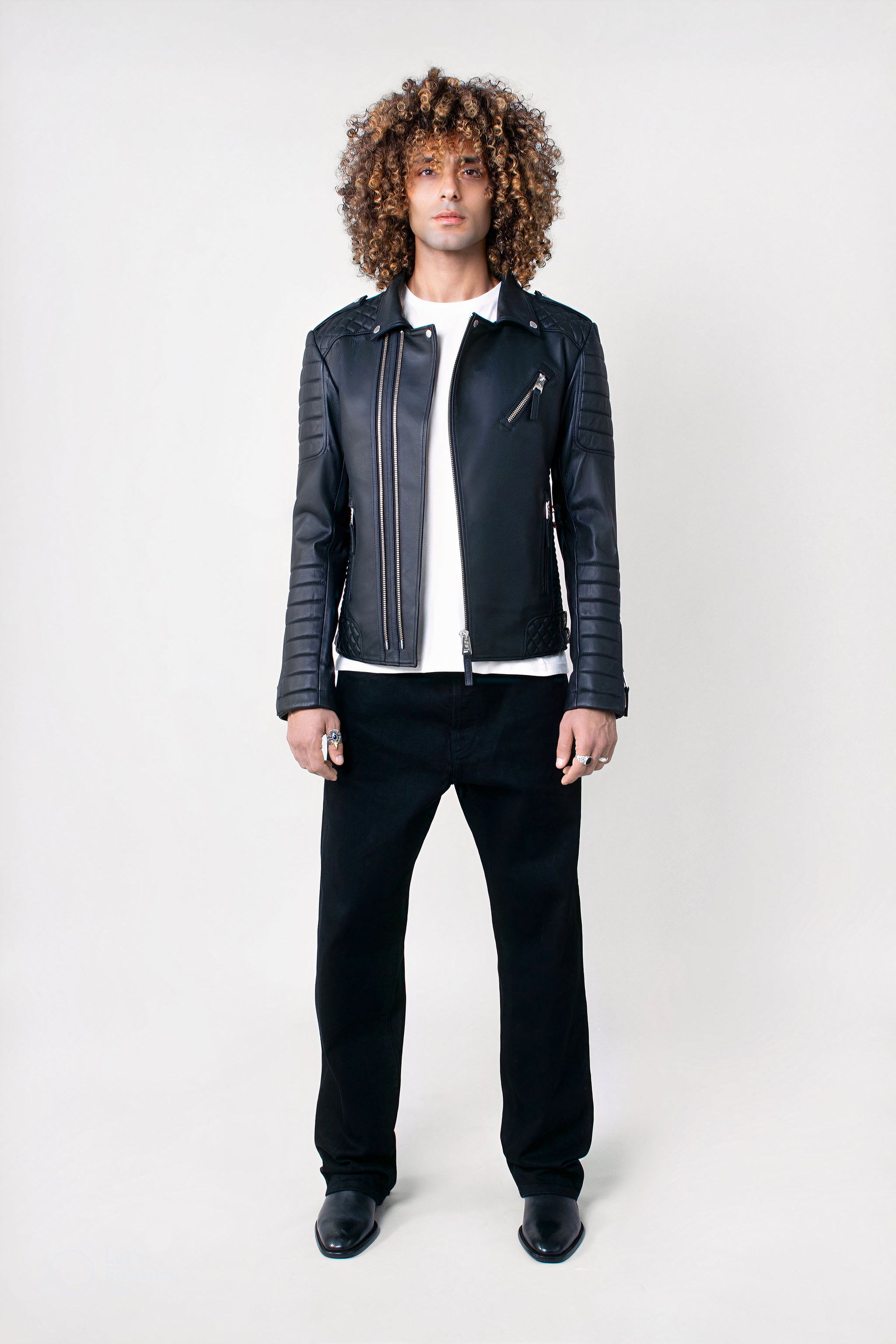 Men's Kay Michaels: Leather Jacket in Black | BODA SKINS