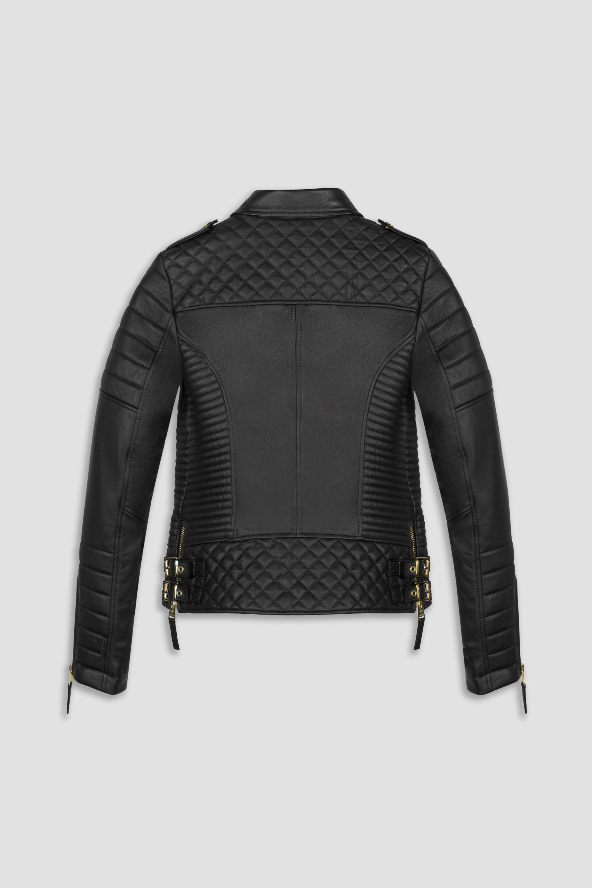 Women's Kay Michaels: Gold Leather Jacket in Black | BODA SKINS